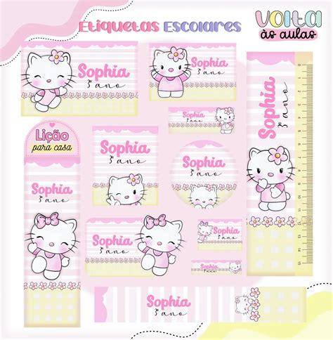 Etiqueta Escolar Hello Kitty Studio Png E Pdf Arquivo Digital
