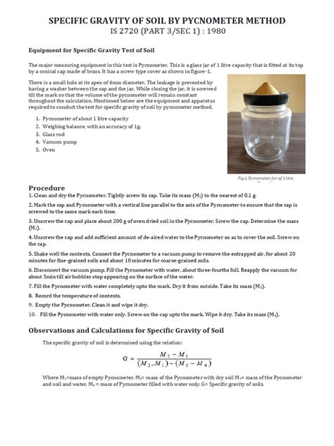 Specific Gravity Of Soil By Pycnometer Method Pdf