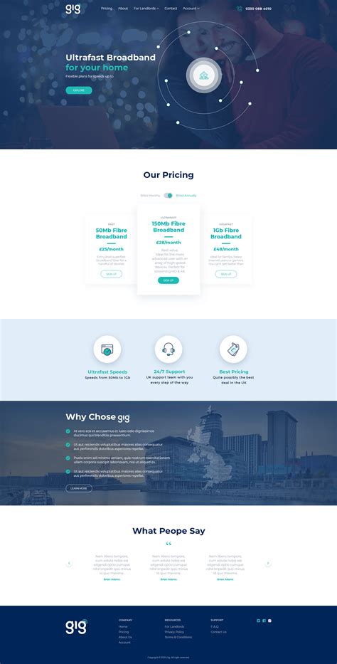 Uiux For Broadband Internet Provider Webpage Behance