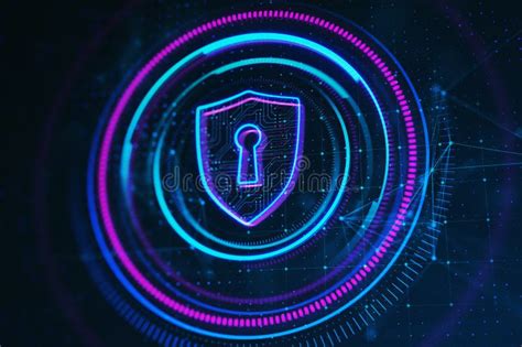 Creative Digital Round Polygonal Shield Button On Background Secure Safety And Web Protection