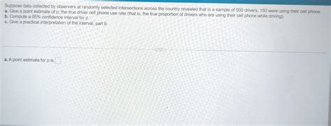 solved suppose data collected by observers at randomly