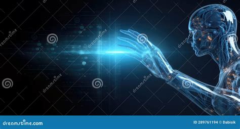 Robot Interacts With Network Generative Ai Stock Illustration Illustration Of Background