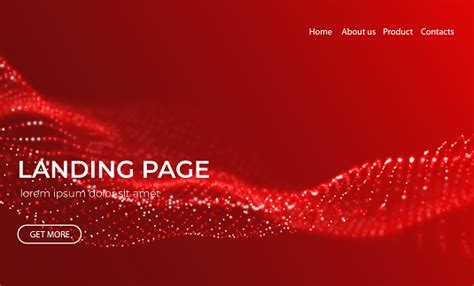 빨간색 파티클이 있는 추상 방문 페이지 배경입니다 점 풍경이 있는 흐름 파 디지털 데이터 구조 미래의 메시 또는 사운드 그리드 패턴 점 시각화 기술 벡터 그림 배경 주제에