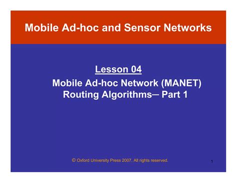 Mobile Ad Hoc Network Manet Routing Algorithms─ Part 1 Ppt