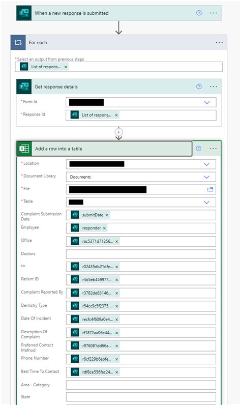 form submission add row to sharepoint excel file r microsoftflow