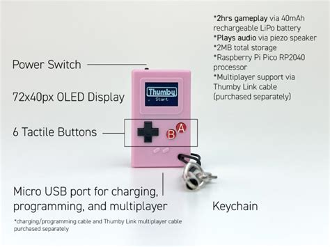 Thumby The Playable And Programmable Keychain Pink Oz Robotics