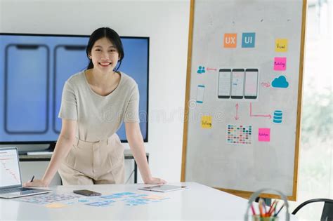 Creative Ux Ui Designer Working On Screens For Mobile Responsive Website Development Focusing