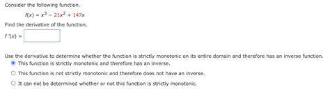 Solved Consider The Following Function F X X3−21x2 147x