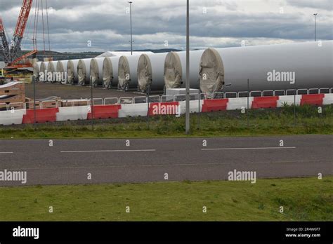 May 2023 Sections Of Siemens Wind Turbine Towers Await Pre Assembly At