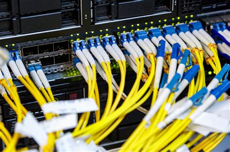 서버에서 코어 네트워크 Swtich에 연결 하는 인터넷 와이어 광섬유 0명에 대한 스톡 사진 및 기타 이미지 0명 네트워크 서버 네트워크 연결 플러그 Istock