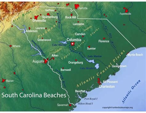South Carolina Beaches Map Map Of South Carolina Beaches