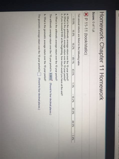Solved Homework Chapter 11 Score 0 Of 1 Pt ⓧ P 11 11