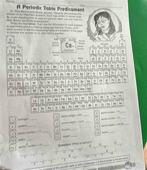 Solved Name Date A Periodic Table Predicament Dr Ellie Mint Is