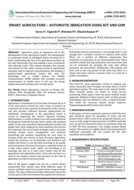 Iot Based Smart Irrigation System Pptx