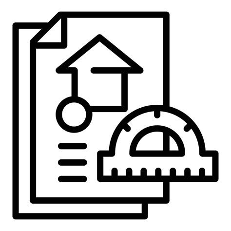 Architect Protractor House Project Icon Outline Style 14352833 Vector