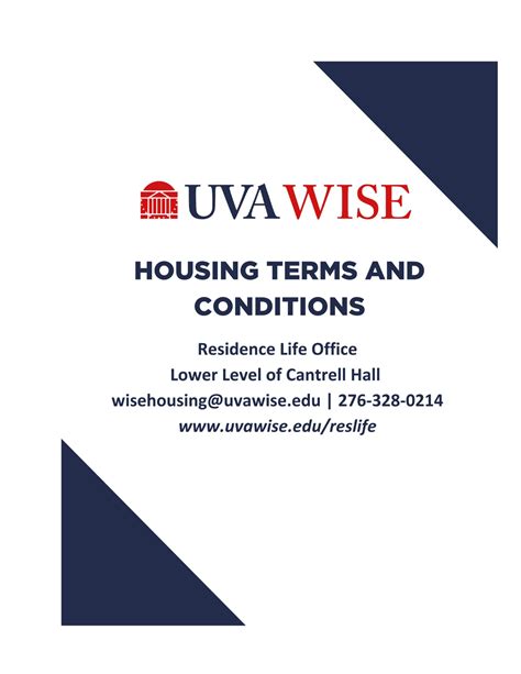 University Of Virginias College At Wise Uva Wise Housing Terms And Conditions Page 1