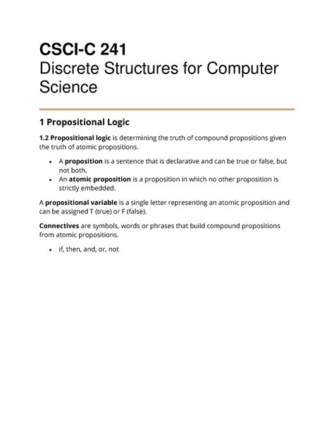Propositional Logic 12 18 Csci C 241 Discrete Structures For Computer Science 1