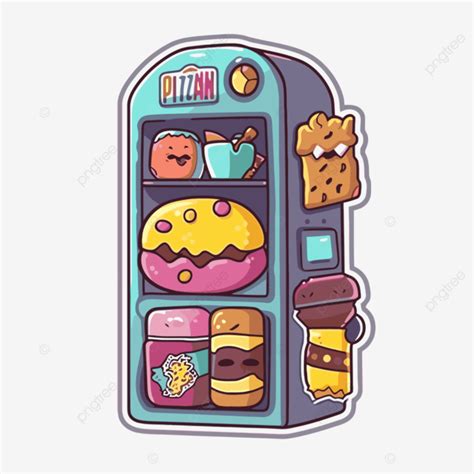 귀여운 만화 일러스트 피자 자판기 벡터 만화 일러스트 자판기 일러스트 벡터 일러스트 Png 일러스트 및 벡터 에 대한