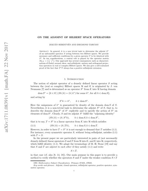 Pdf On The Adjoint Of Hilbert Space Operators