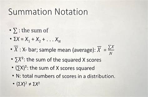 Solved Summation Notation ∑ The Sum Of Σxx1x2xn