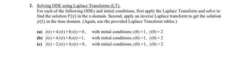 Solved 2 Solving Ode Using Laplace Transforms Lt For