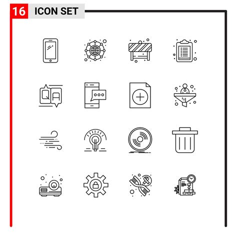 Group Of 16 Outlines Signs And Symbols For Education Chat Attention List Checklist Editable