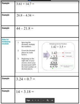 PDF Notes Decimal Operations By Lulu S Digital Resources TpT