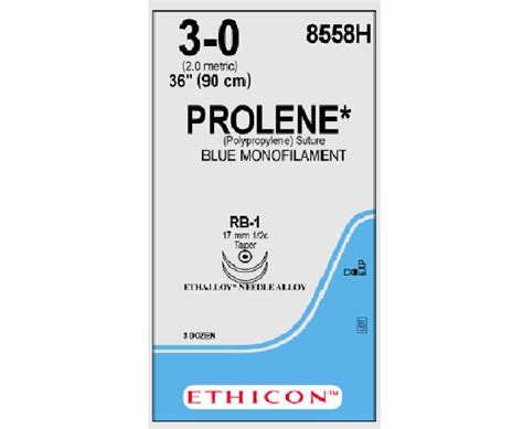 Ethicon Prolene Polypropylene Suture Blue Monofilament Rb 1 Needle 8556h