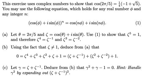 Solved This Exercise Uses Complex Numbers To Show That Chegg