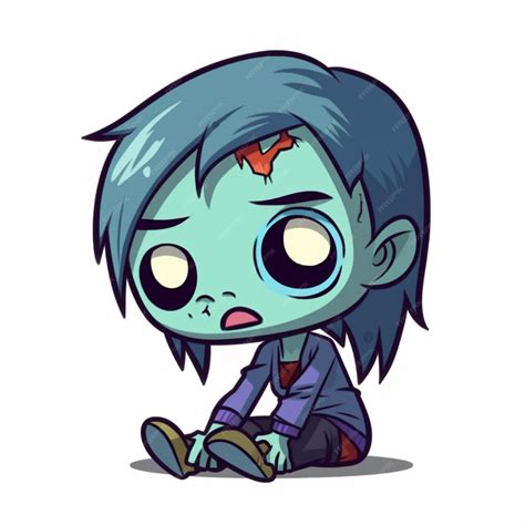 Premium Ai Image Cartoon Zombie Girl Sitting On The Ground With A