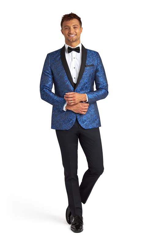Royal Blue Paisley Shawl Lapel Coat Friar Tux
