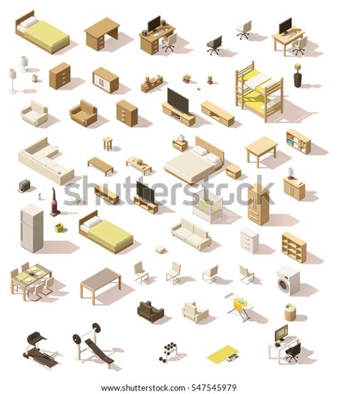 벡터 아이소메트릭 낮은 국내 가구 세트 스톡 벡터로열티 프리 547545979