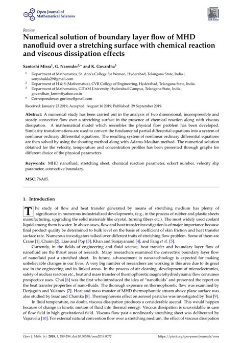 Pdf Numerical Solution Of Boundary Layer Flow Of Mhd Nanofluid Over A Stretching Surface With