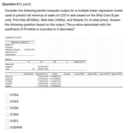 Solved Question 8 1 ﻿pointconsider The Following Partial
