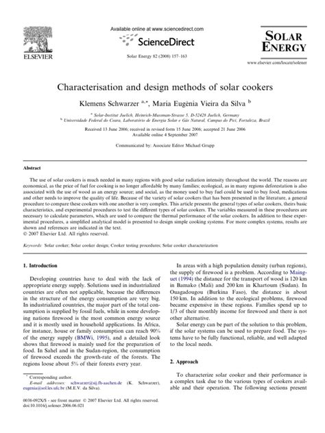 Characterisation And Design Methods Of Solar Cookers Pdf