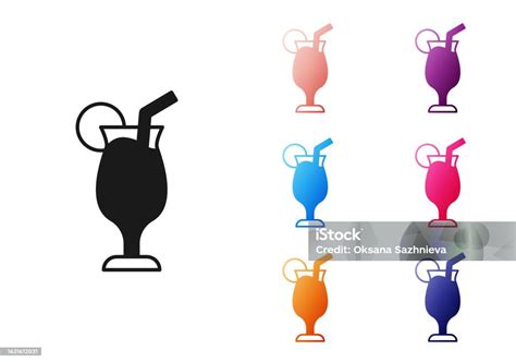 흰색 배경에 고립 된 검은 칵테일과 알코올 음료 아이콘 다채로운 아이콘을 설정합니다 벡터 0명에 대한 스톡 벡터 아트 및 기타 이미지 Istock