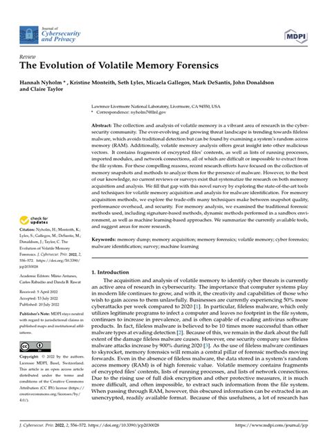 Theevolutionofvolatilememoryforensics Pdf