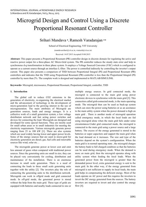 Pdf Microgrid Design And Control Using A Discrete Proportional