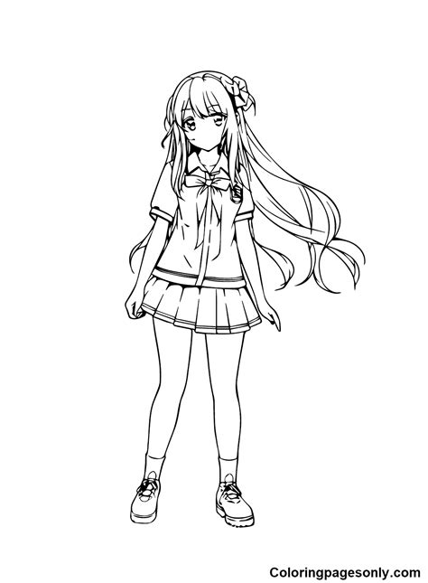 Adorable Anime Girl Coloring Page Free Printable Coloring Pages