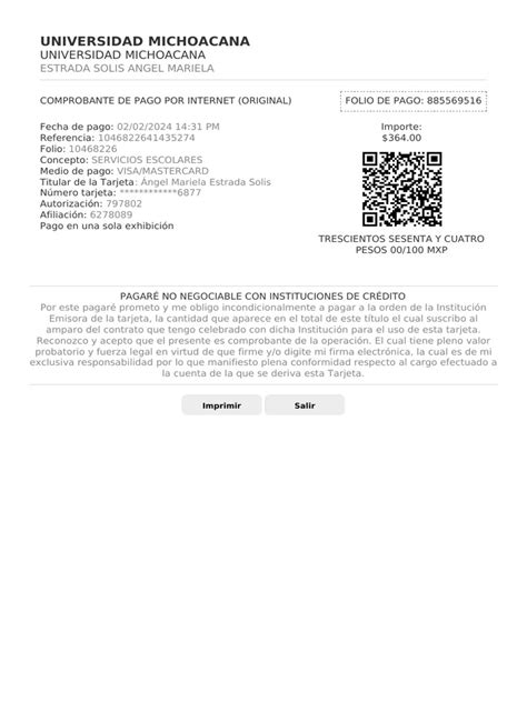Comprobante De Pago Universitario Pdf