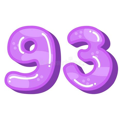 Colorful Number 93 Vector Art Cute Glossy Number Ninety Three Image