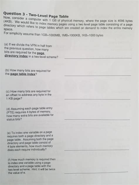 solved question 3 two level page table now consider