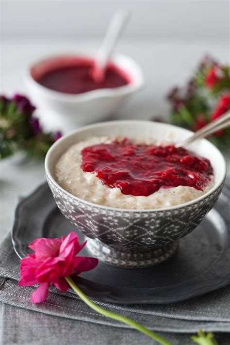 Almond Milk Rice Pudding With Raspberry Sauce Vegan Gf Recipe