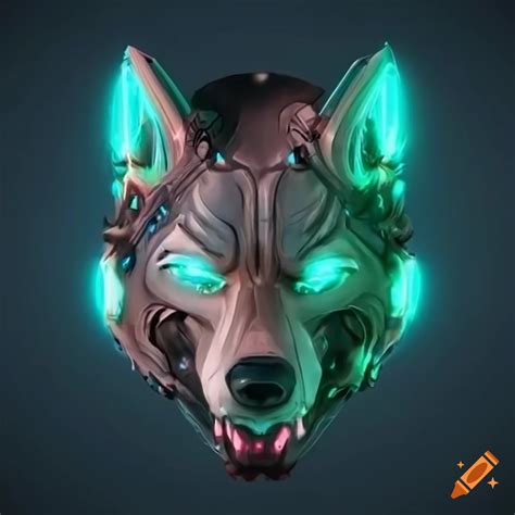 Cybernetic Wolf Head With Glowing Eyes On Craiyon