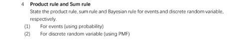 Solved 4 Product Rule And Sum Rule State The Product Rule