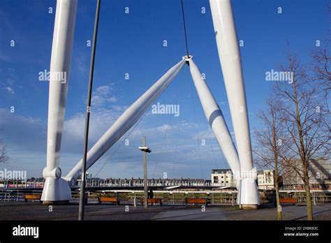 Iconic Pedestrian Cable Stayed Footbridge Over The River Usk At Newport