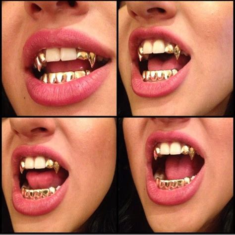 Diamond Fangs Grills Vampire Fangs Grillz Grill For Women Gold Teeth