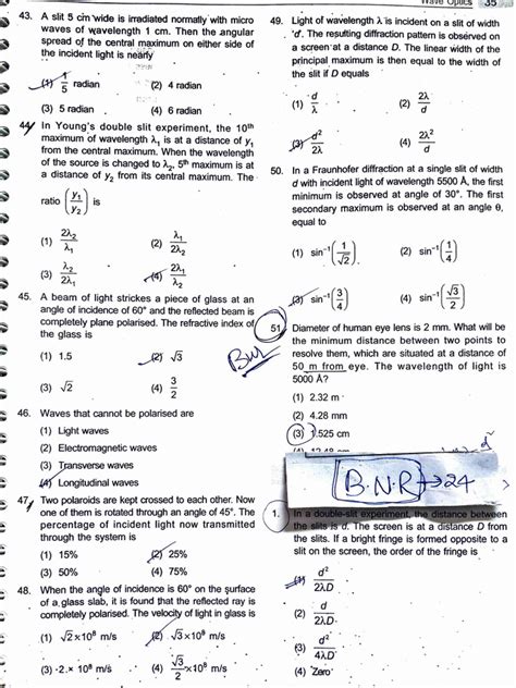 Wave Optics Assignment 2 Pdf Wavelength Diffraction
