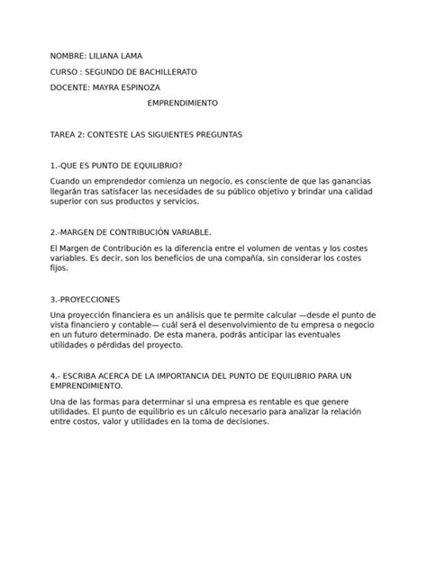 Punto De Equilibrio Pdf Negocios Finanzas Y Dinero