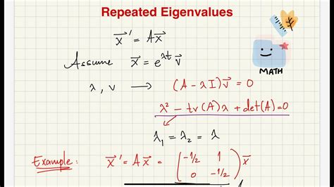 Repeated Eigenvalues Examples And Explanation Youtube
